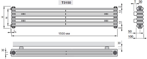 Трубчатий горизонтальний радіатор Zehnder Charleston Turned Супермаркет ...
